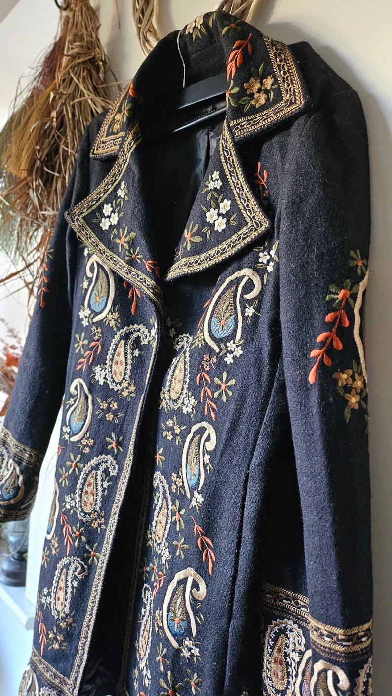 Rare Uttam London/1990s Embroidery Coat/woollen/arty/fashion Statement ...