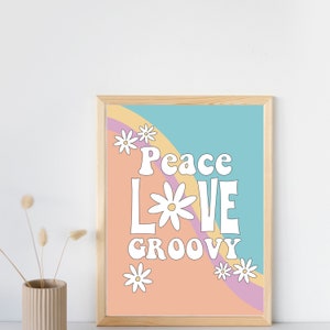 Peace Love Groovy Daisy Flowers - Shapes, Flower Vector, Stickers ...