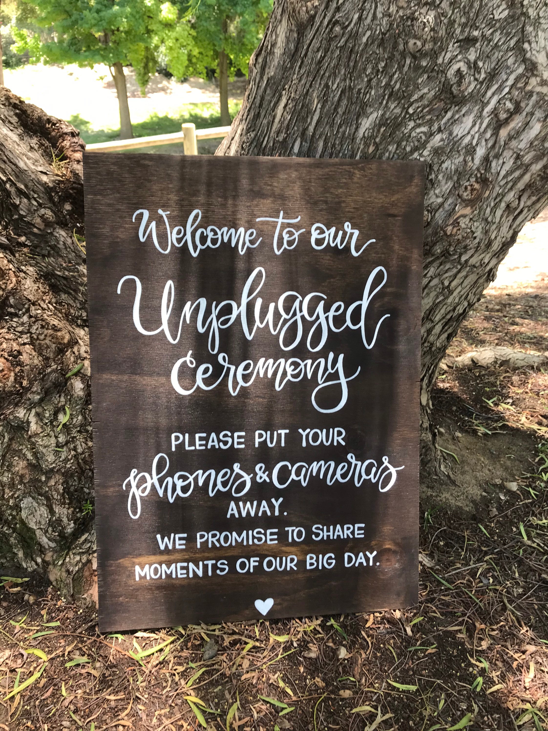 Unplugged Ceremony Wedding and Special Events - Hand Painted Wood Sign ...