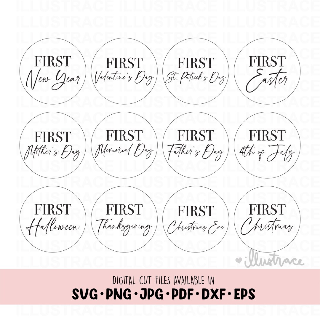 1-12 First Holiday SVG, Baby First Holidays SVG, Cricut Cut File ...