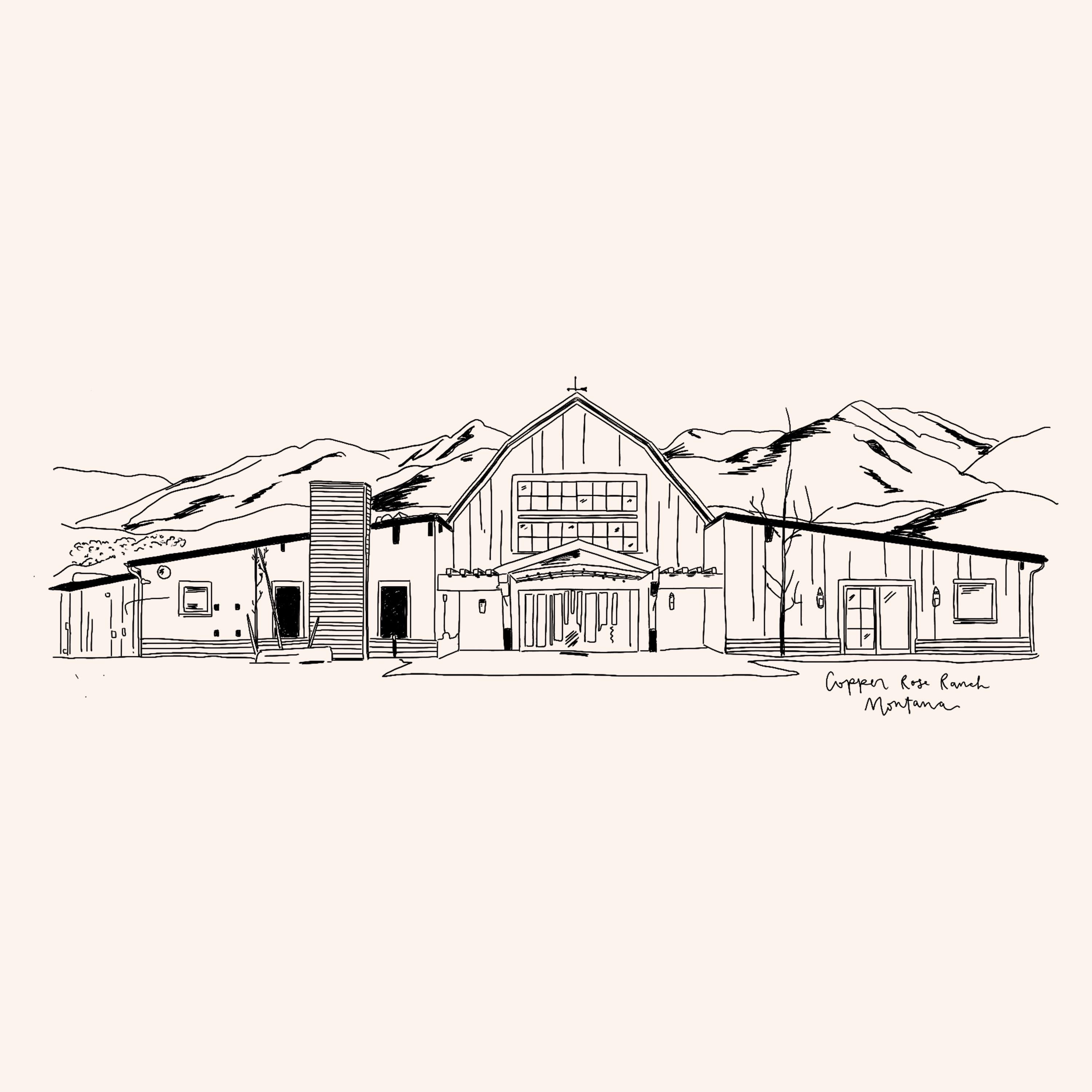 Hand Drawn Wedding Venue Illustration, Custom Drawing From Photo, Hand ...
