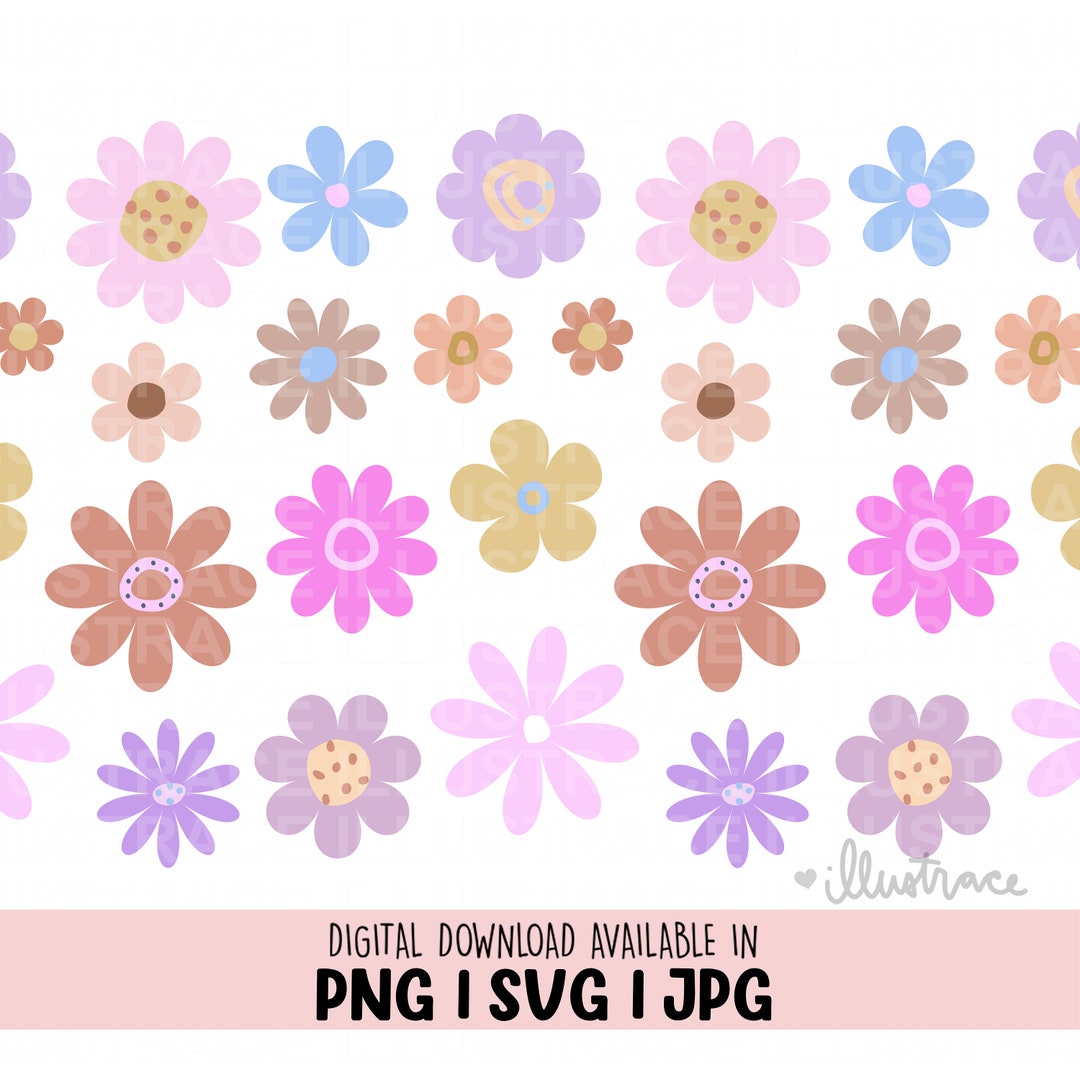 SVG Groovy Daisy Flowers - Shapes, Flower Vector, Stickers, Vinyl ...