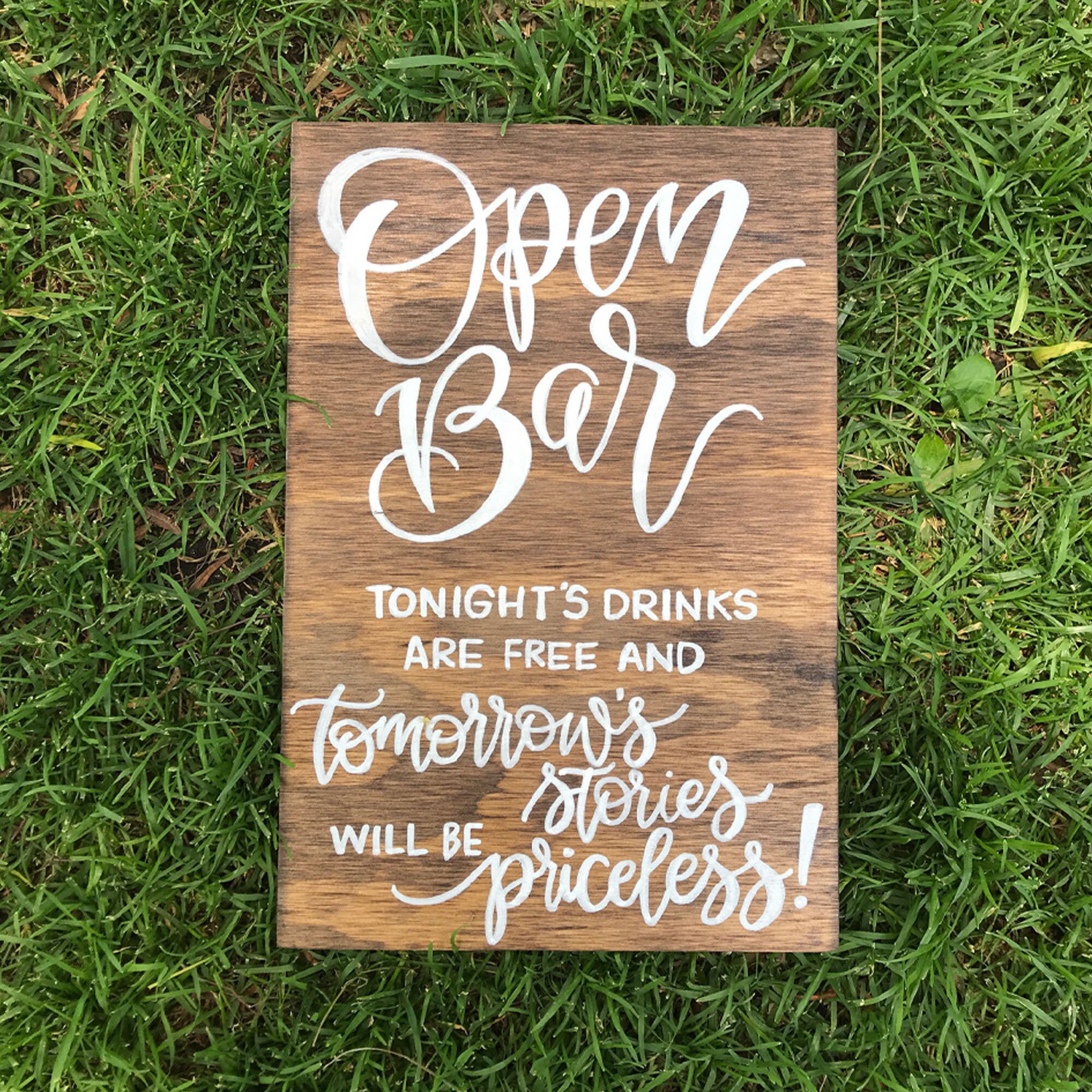Open Bar - Wedding and Special Events - Drinks Menu - Hand Painted Wood ...