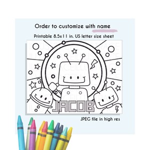 Robot - Robots, Custom Name Coloring Page, Kids Coloring Page, Coloring ...