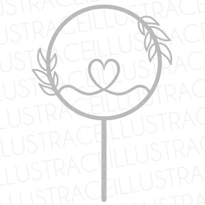 SVG Heart Wreath Cake Topper - Custom Cake Topper Design Cut, Template ...