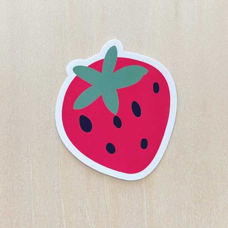 Strawberry Sticker - Cute Strawberry Sticker, Fruit Sticker, Laminated ...