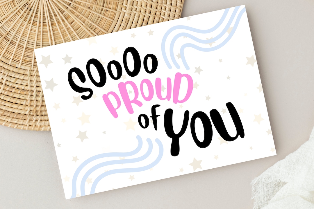 So Proud of You Card Template, Graduation Card Template, Graduation Card Printable, Grad Card ...