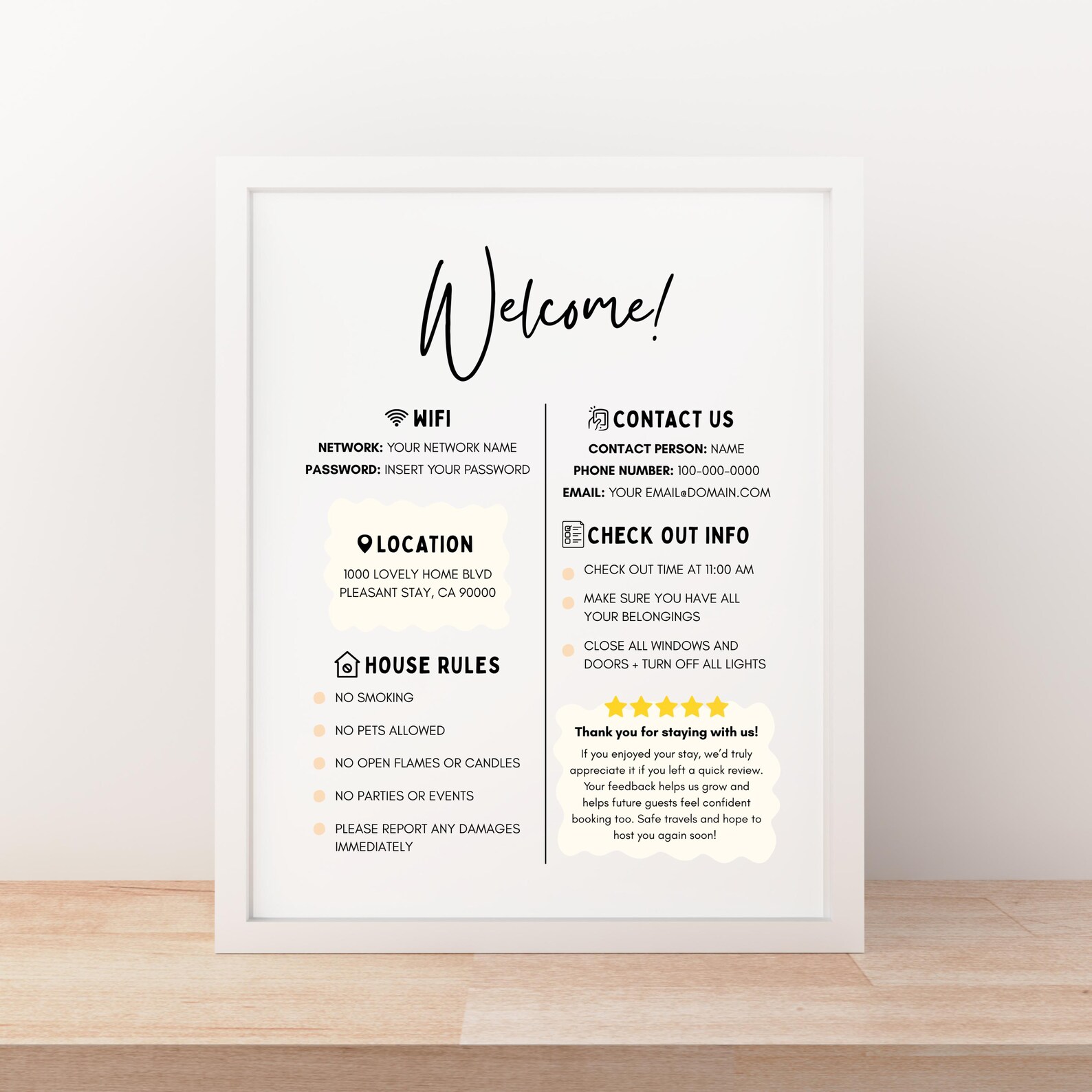 Airbnb Host Sign for Guest, Check-out Reminder Sign, Airbnb Sign ...