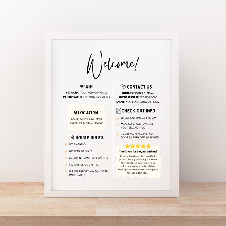 Airbnb Host Sign for Guest, Check-out Reminder Sign, Airbnb Sign ...