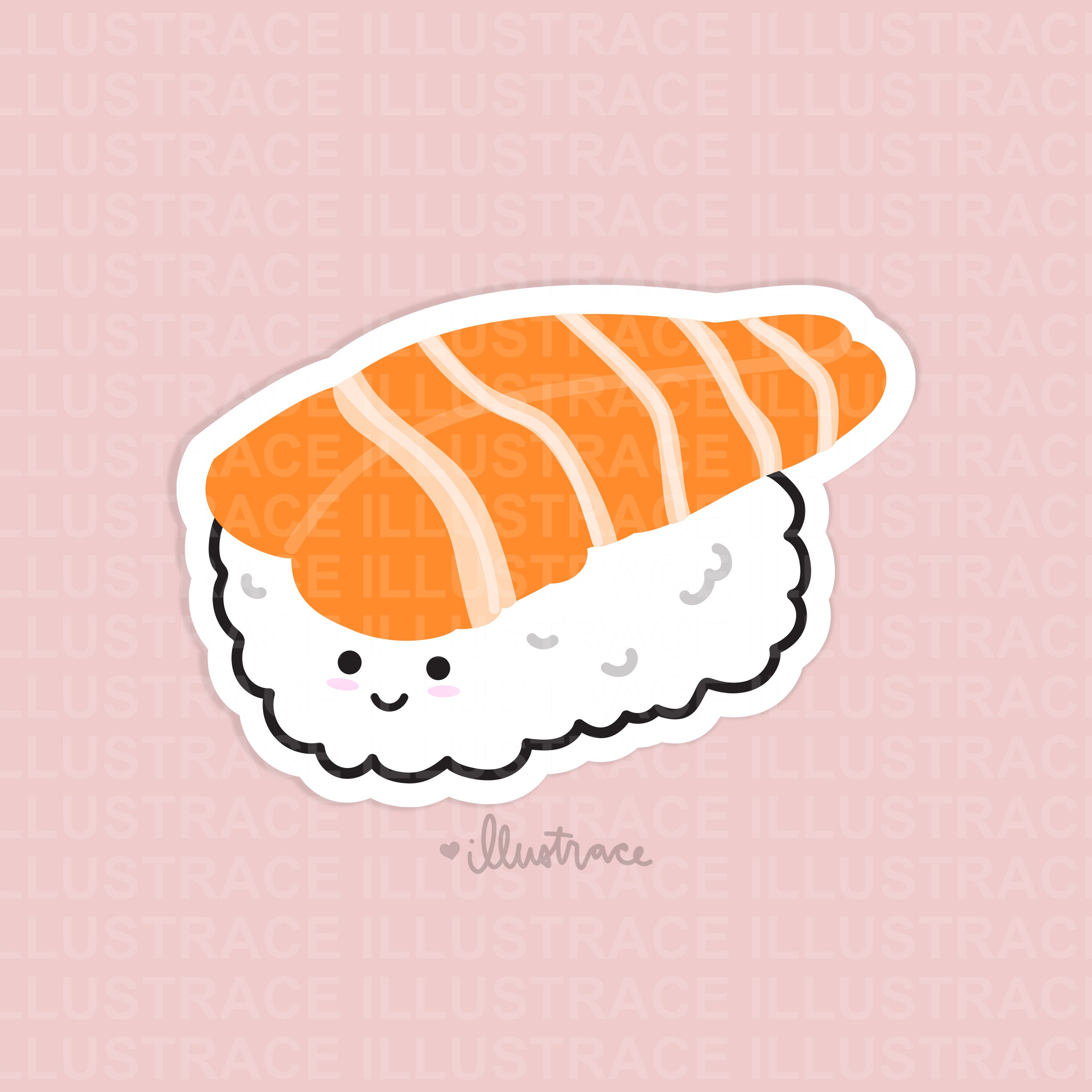 Sushi Roll Sticker - Shrimp Roll, Cute Sushi Sticker, Laminated ...