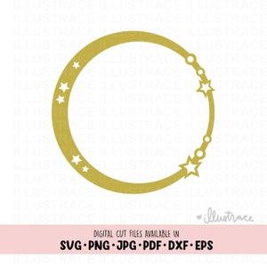 SVG Stars, Moon Cake Topper Cut File Circle Frame Svg, Shapes, Decor ...