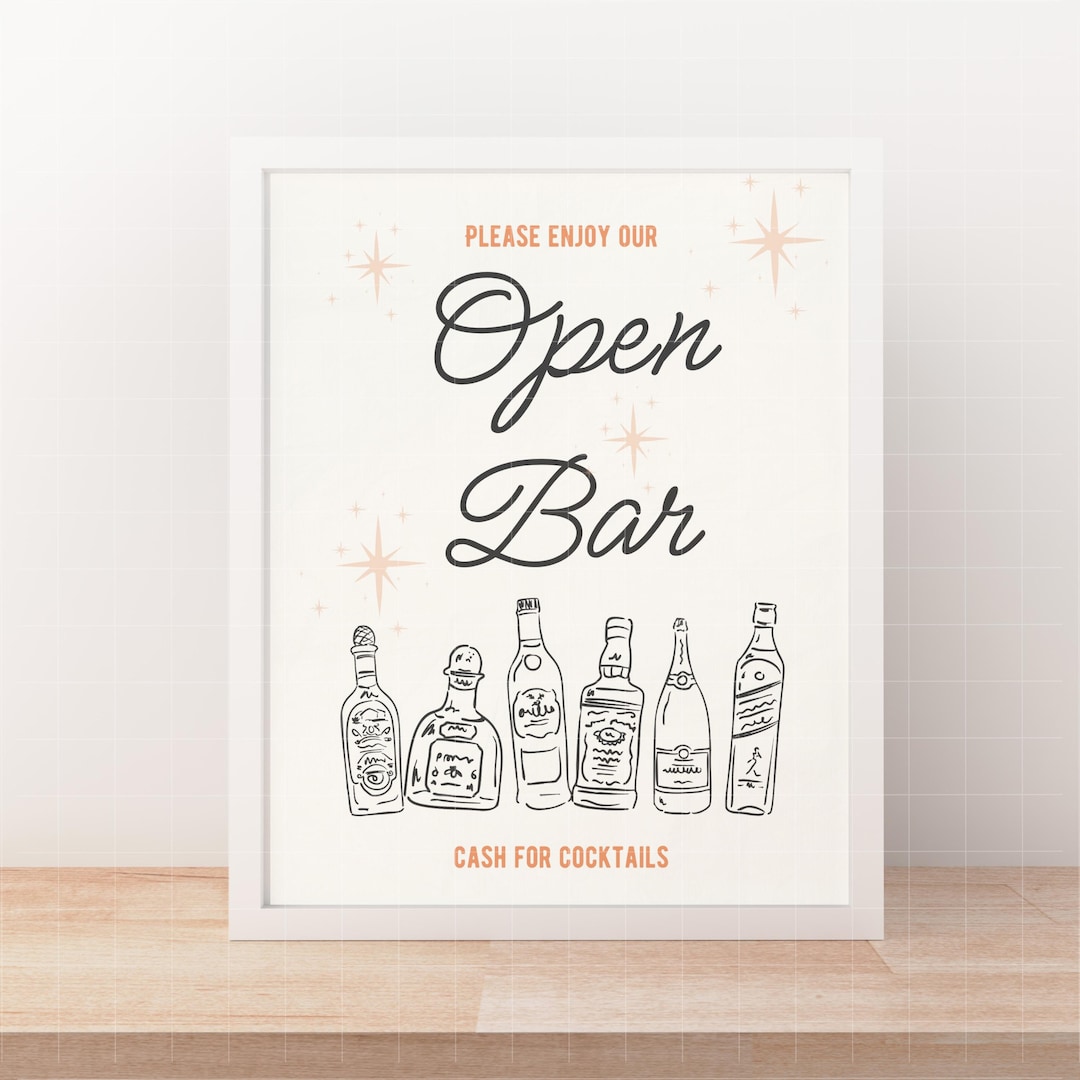 Wedding Bar Sign, Bar Menu Sign, Open Bar Sign, Drink Sign, Bar ...