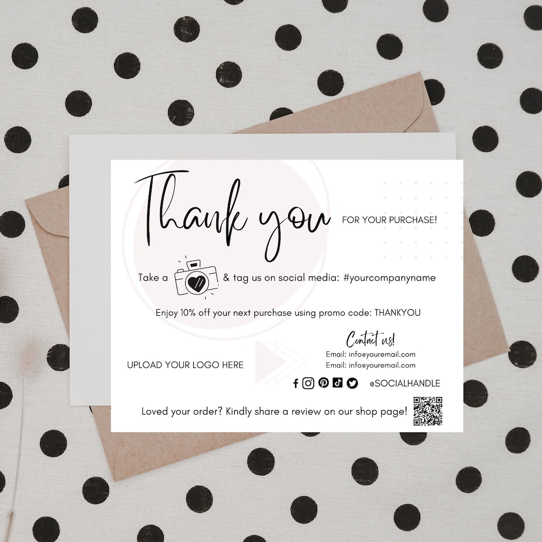 Thank You Note Template - Editable, Printable Instant Download, Digital ...