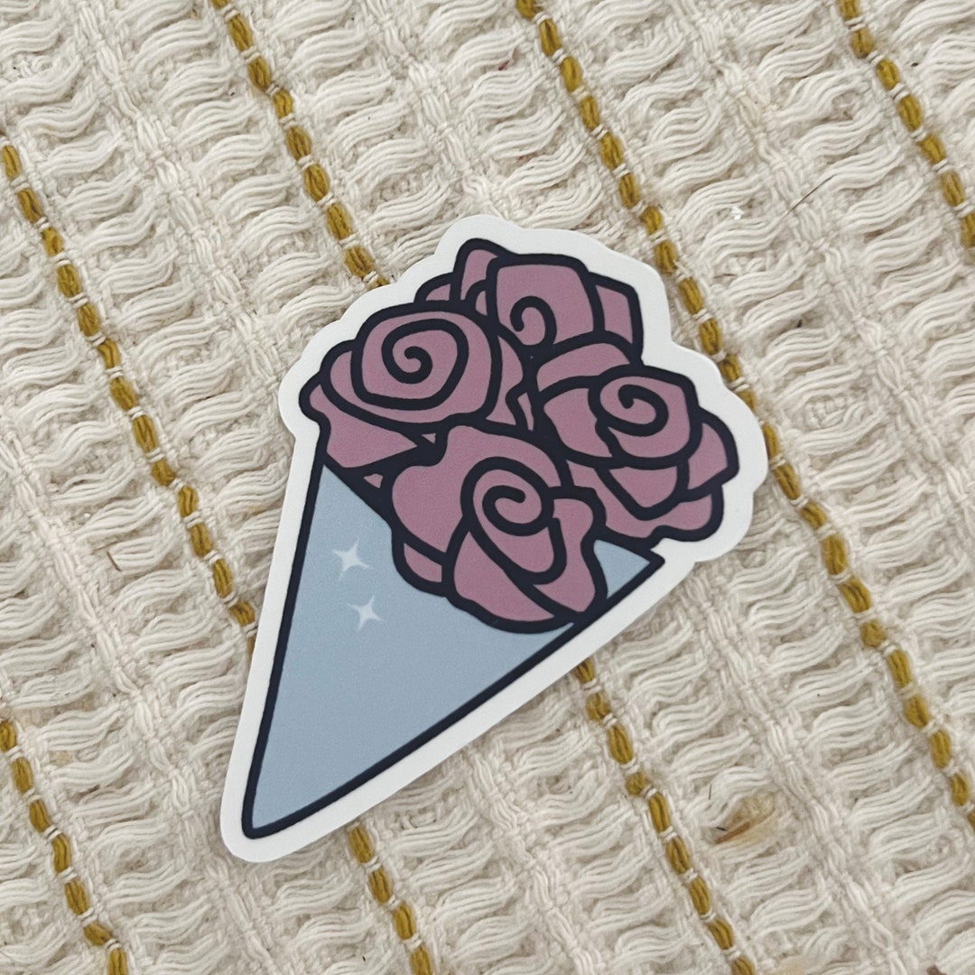 Rose Bouquet Sticker - Rose Waterproof Die-cut Sticker for Water Bottle ...