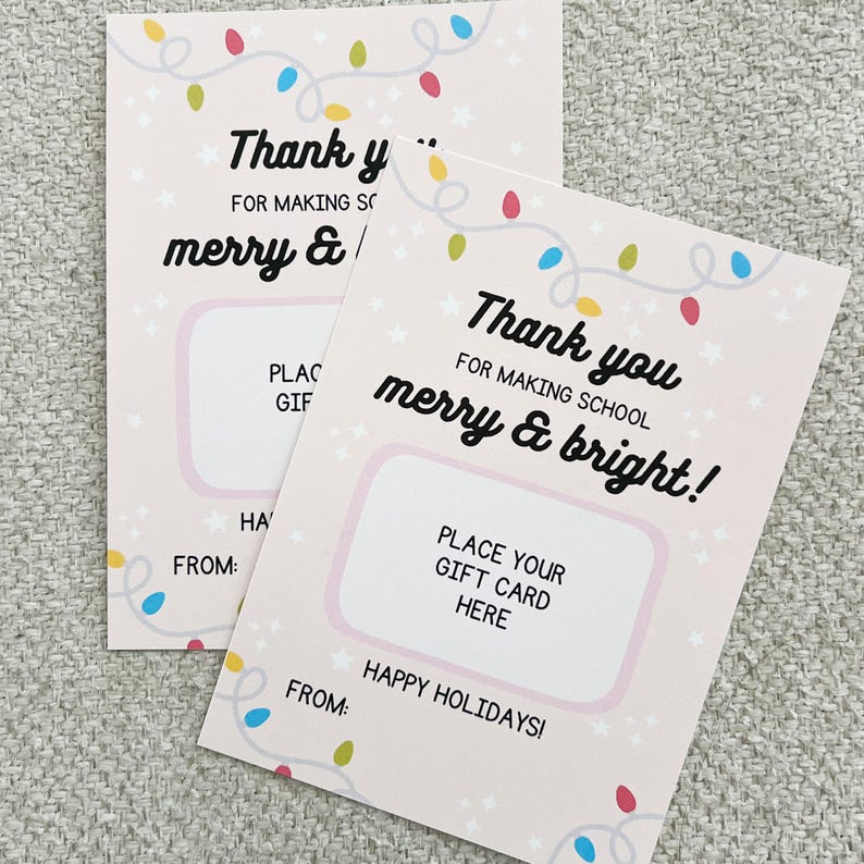 Christmas Gift Card Holder for Teacher, Printable Canva Template ...