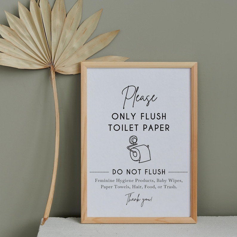 Flush Only Toilet Paper, Do Not Flush Sign, Vacation Rental Printable ...