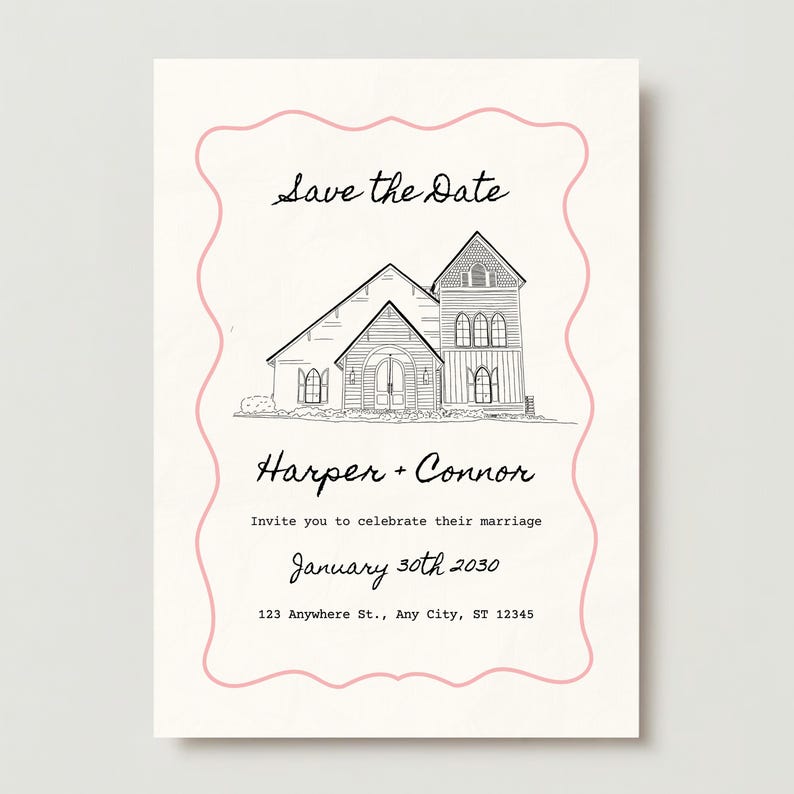 Hand Drawn Wedding Venue Illustration, Custom Drawing From Photo, Hand ...