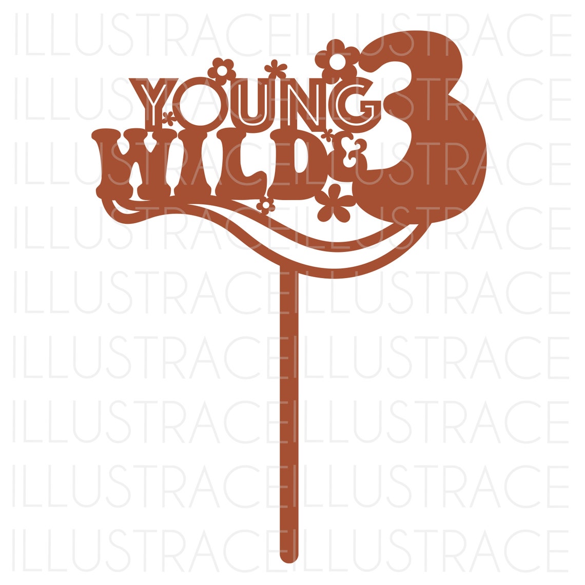 SVG File: Young Wild Three Cake Topper 3rd Birthday - Etsy