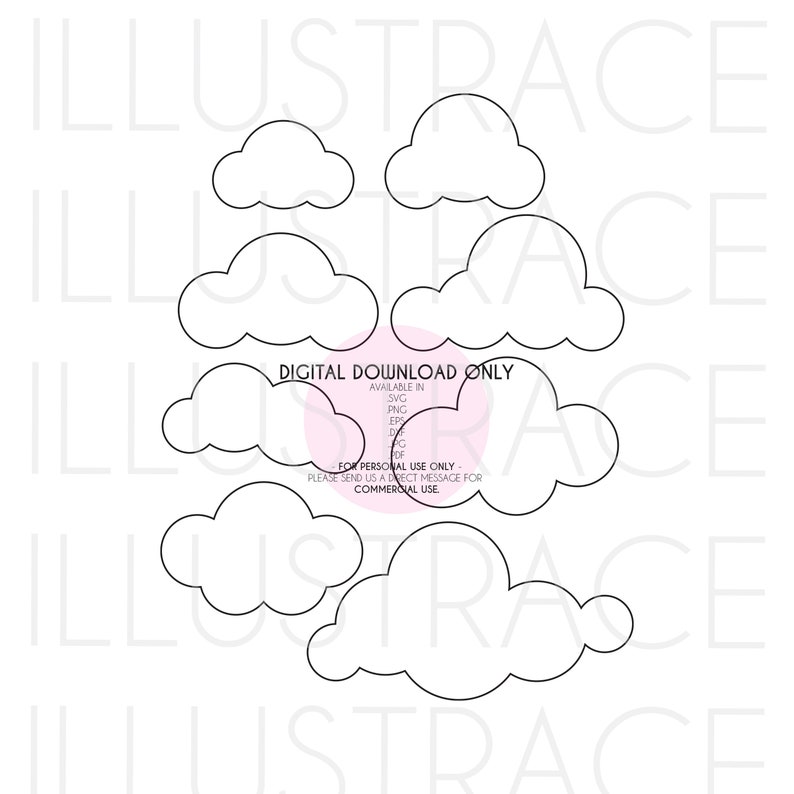 SVG File CLOUDS Cloud Shapes Cloud Artwork Cut Out - Etsy