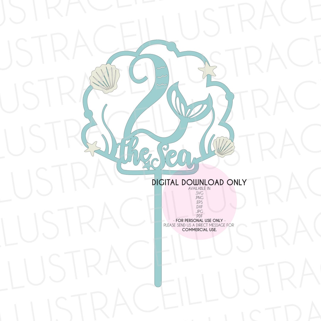 SVG File: Mermaid Cake Topper Mermaid Mermaids Theme Party, Vector ...