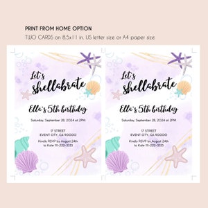 Shellabrate Invite Template - Sea Shells Birthday Invitation, Baby ...