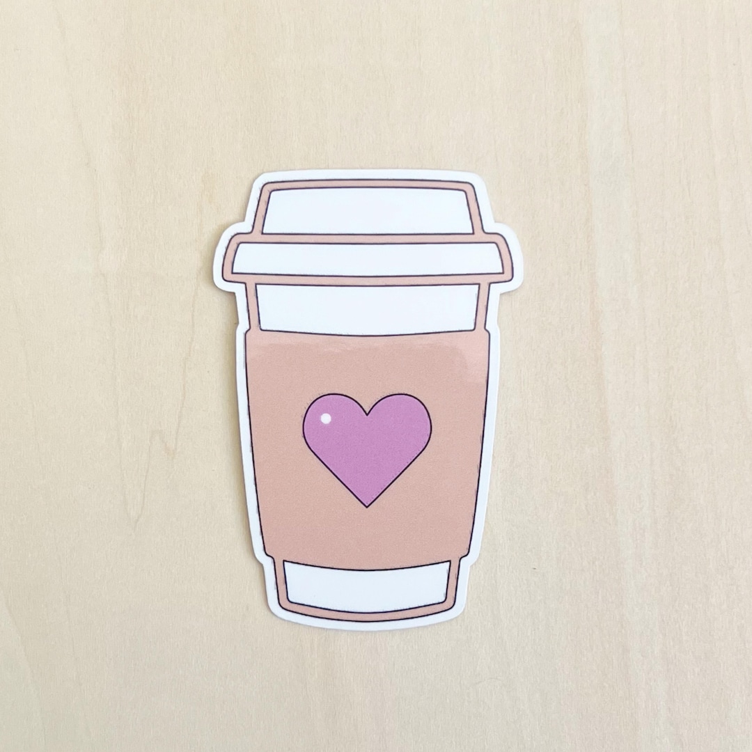 Coffee Latte Cup Sticker - Waterproof Die-cut Sticker for Water Bottle ...