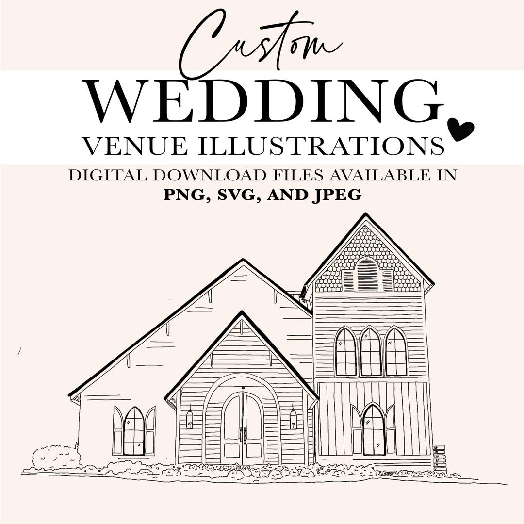 Hand Drawn Wedding Venue Illustration, Custom Drawing From Photo, Hand ...