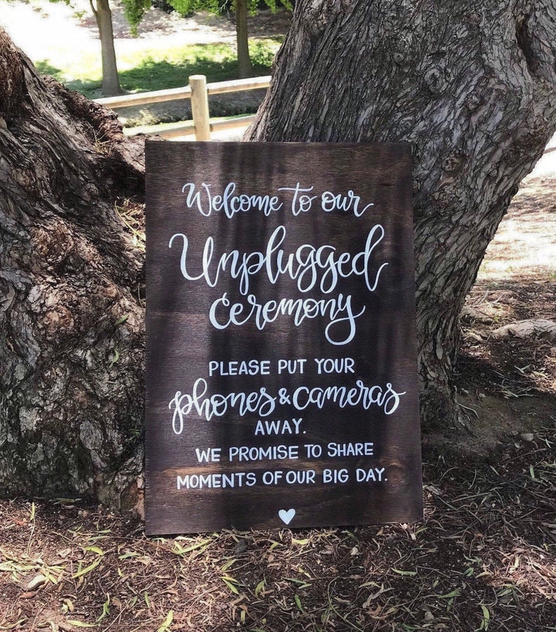 Unplugged Ceremony Wedding and Special Events - Hand Painted Wood Sign ...