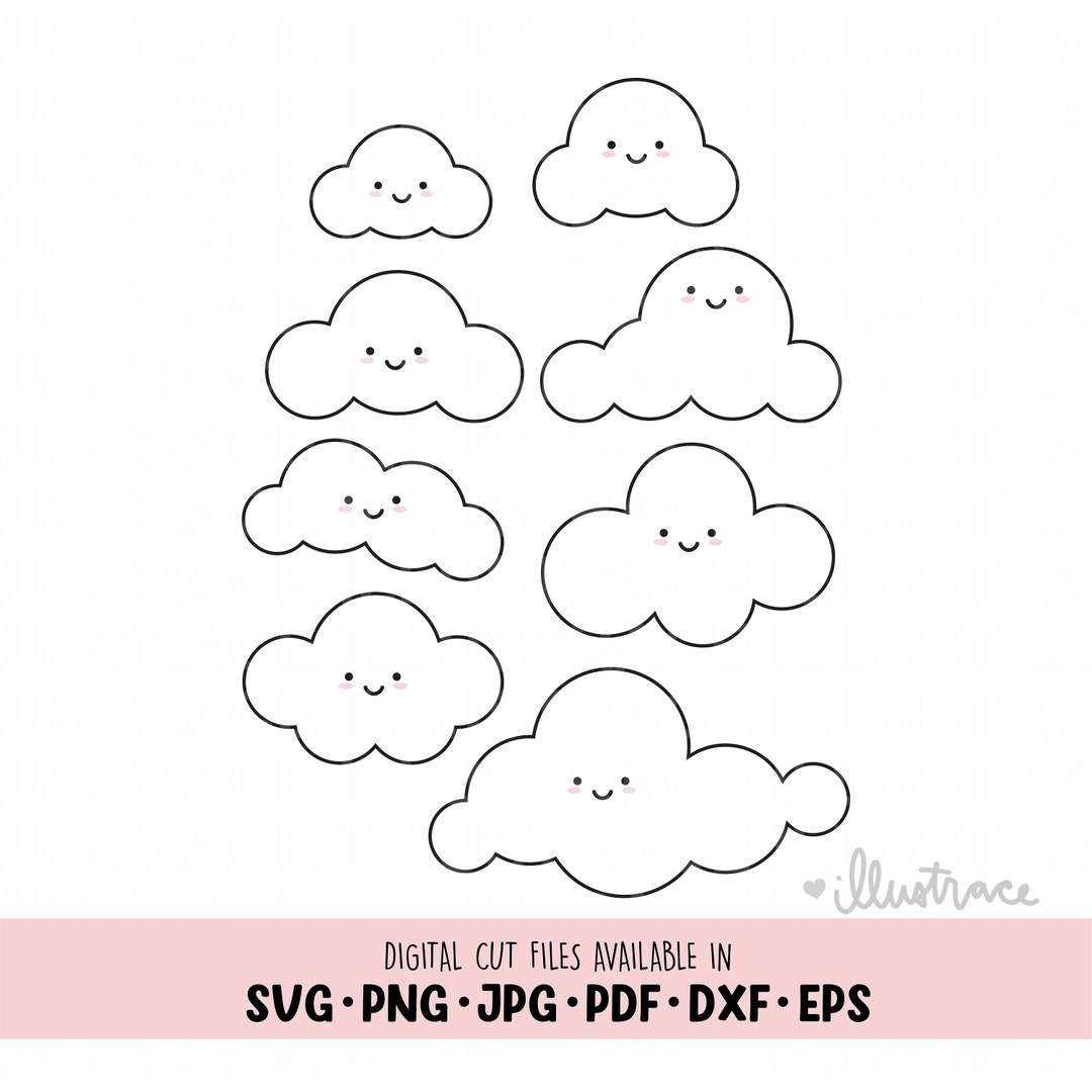 Cloud Png, Cloud Svg, Cloud Shape, Cloud Cut Out, Cute Clouds, Digital ...