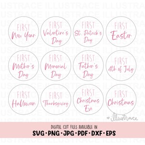 1-12 First Holiday SVG, Baby First Holidays SVG, Cricut Cut File ...