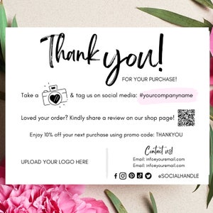 Thank You Note Template Editable, Printable Instant Download, Digital ...