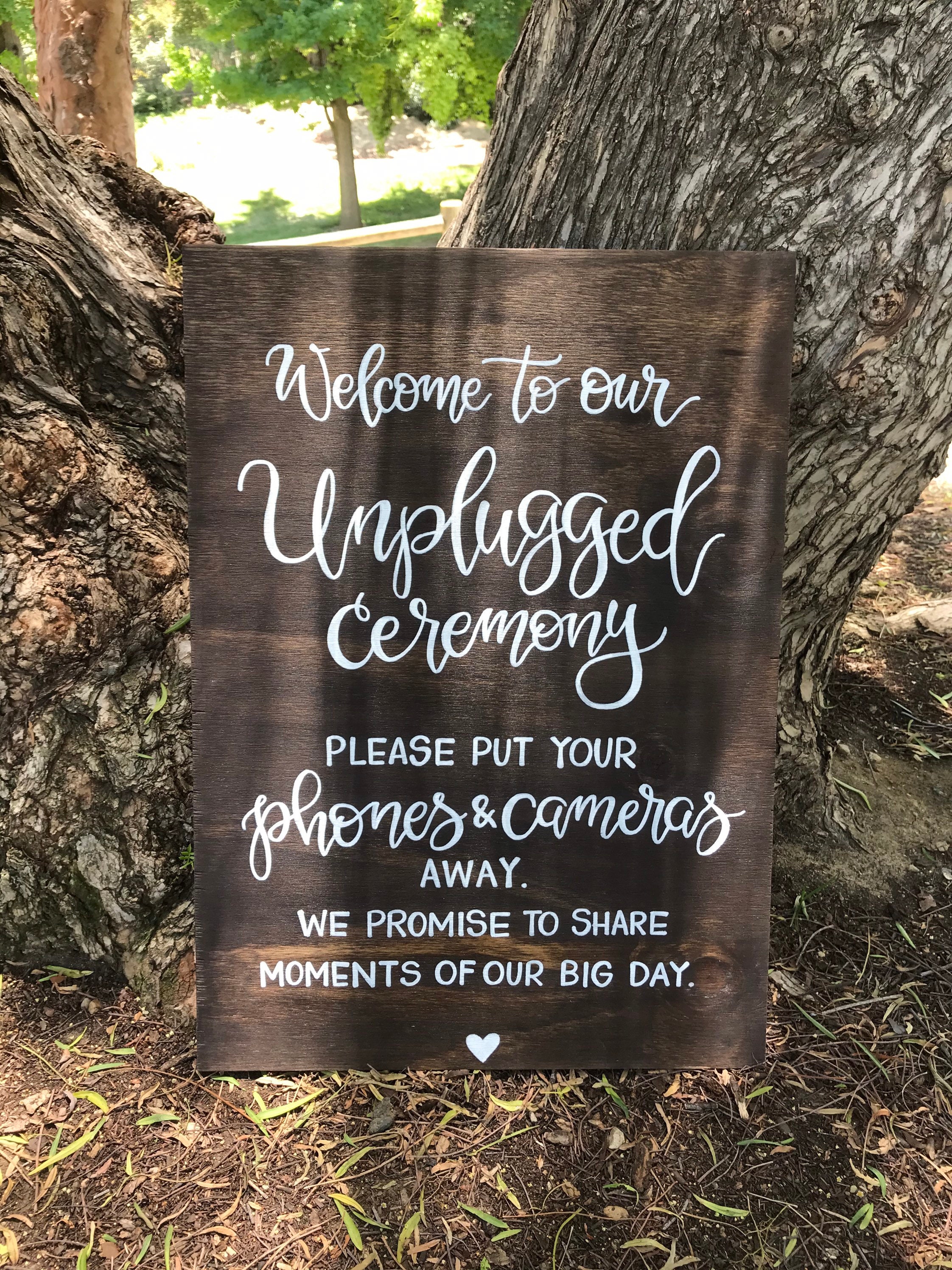 Unplugged Ceremony Wedding and Special Events - Hand Painted Wood Sign ...