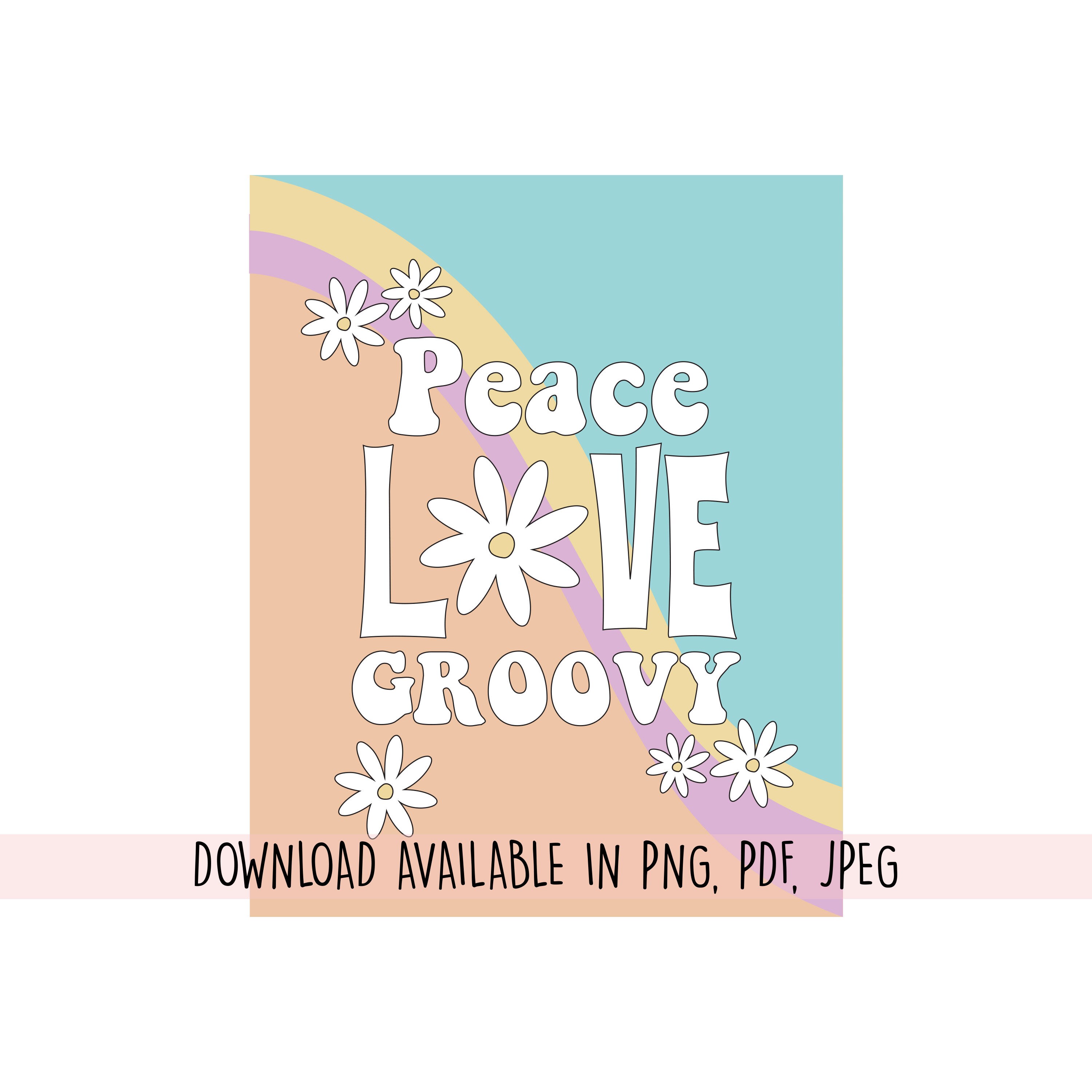 Peace Love Groovy Daisy Flowers Shapes Flower Vector - Etsy