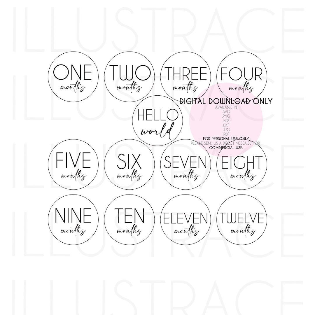 SVG File 1-12 Months Baby Monthly Milestones - Hello World Decor ...