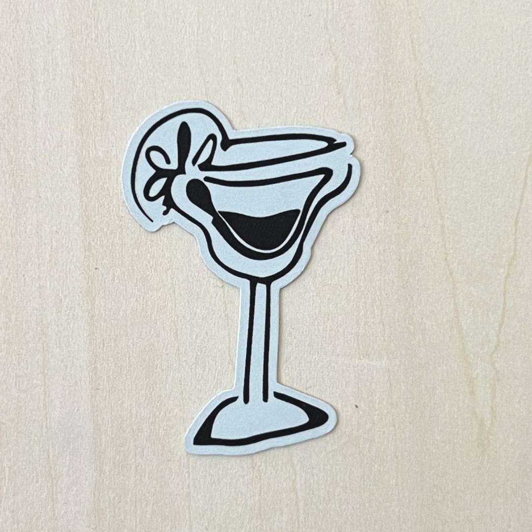 Martini Glass Sticker, Cocktail Drink Sticker for Water Bottle, Tumbler ...