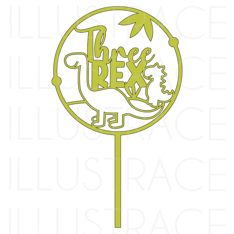 SVG File Three Rex Birthday Cake Topper Template Dino - Etsy