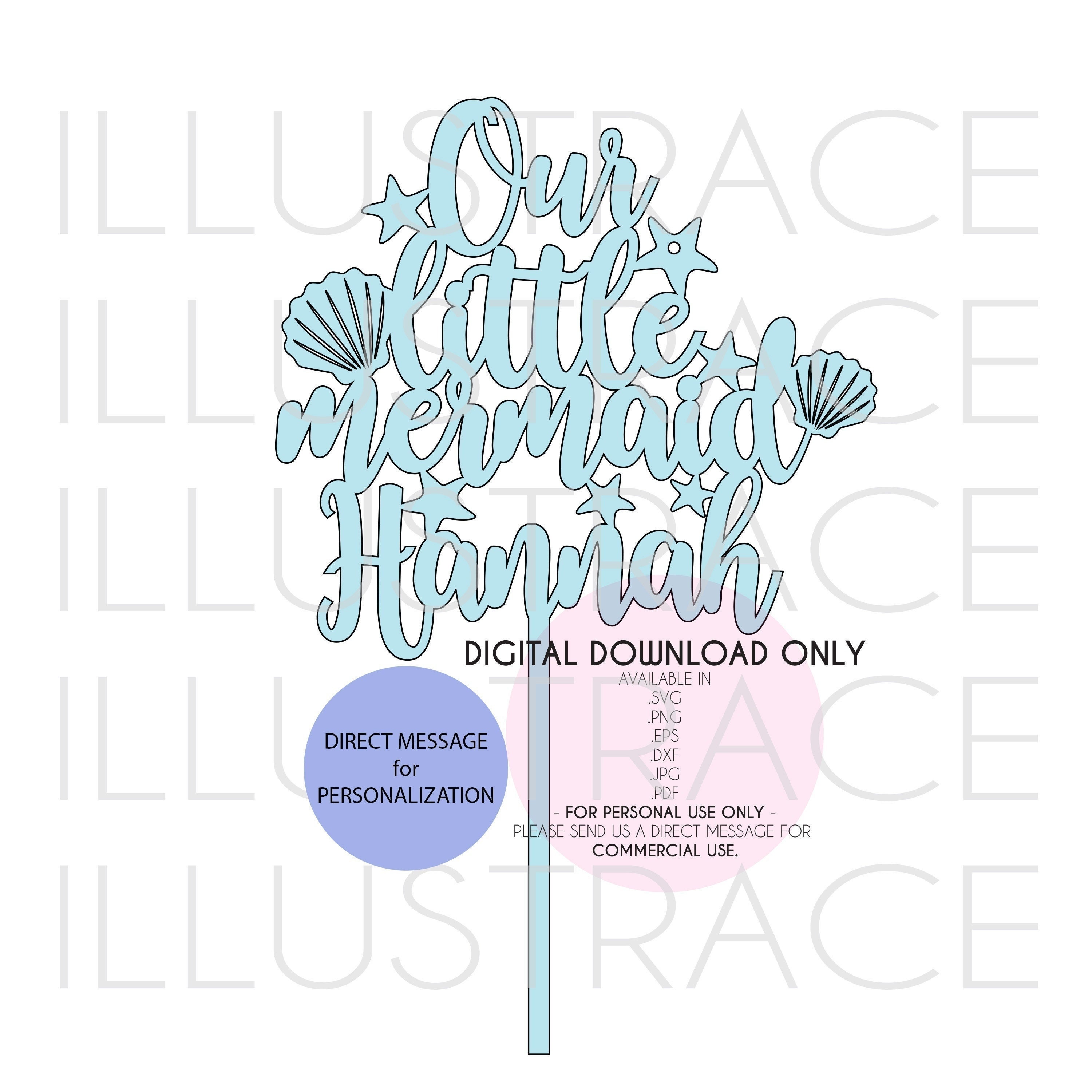 SVG File: Personalized Mermaid Cake Topper Mermaids Theme - Etsy