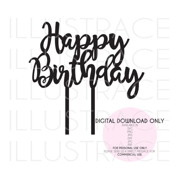 SVG File: Happy Birthday Cake Topper Shapes Decor Vector - Etsy