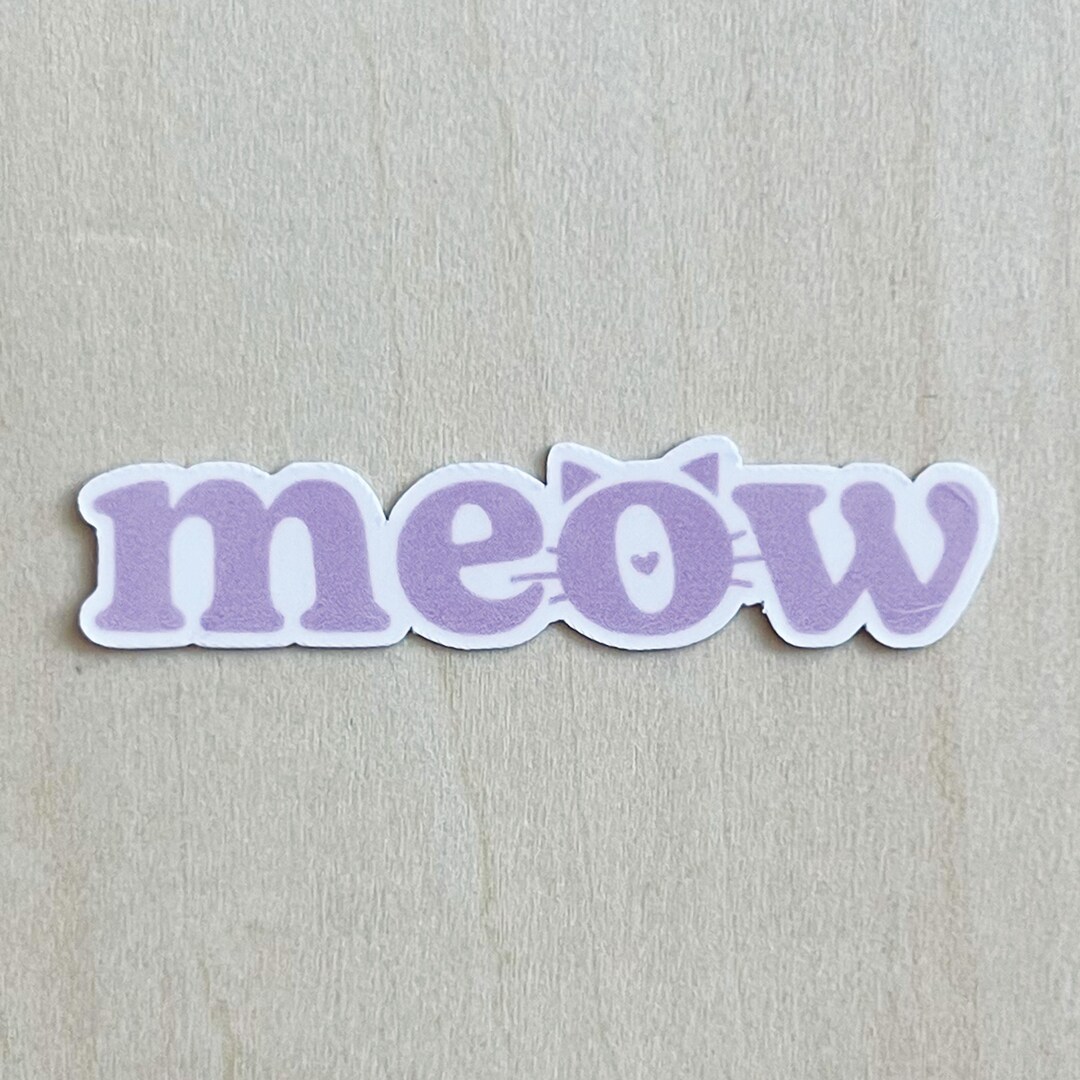 Meow Cat Vinyl Sticker, Water Bottle Decal - Etsy