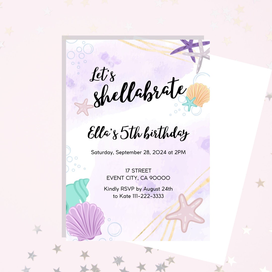 Shellabrate Invite Template Sea Shells Birthday Invitation, Baby Shower ...