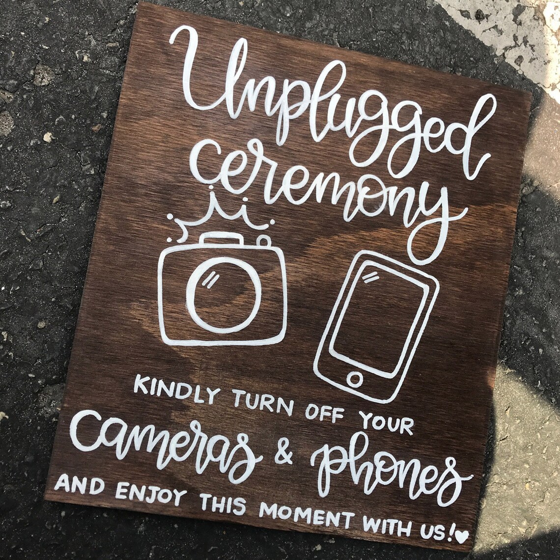 Unplugged Ceremony Wedding and Special Events - Hand Painted Wood Sign ...
