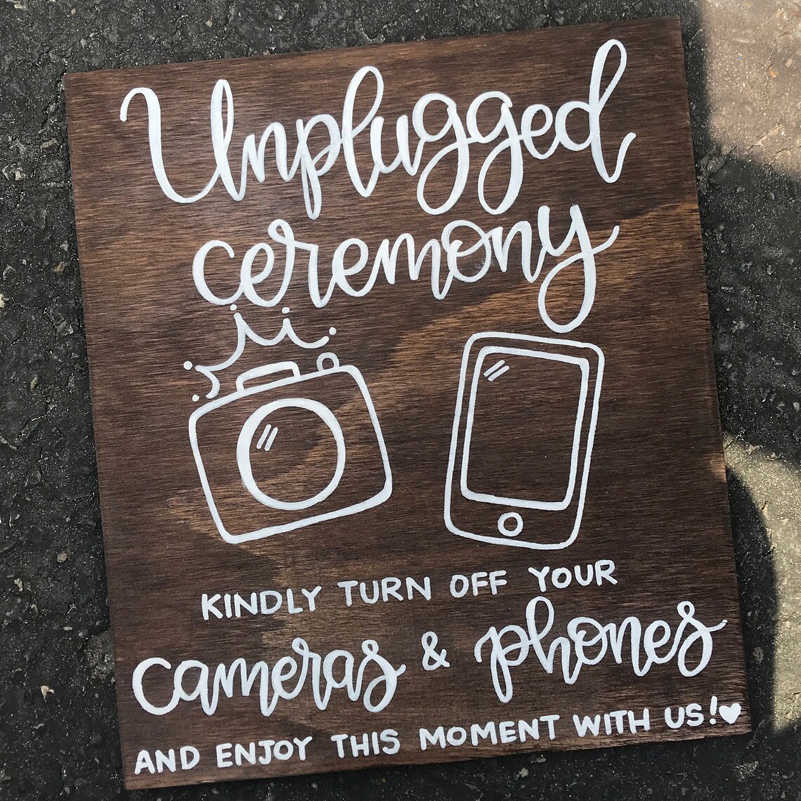 Unplugged Ceremony Wedding and Special Events - Hand Painted Wood Sign ...