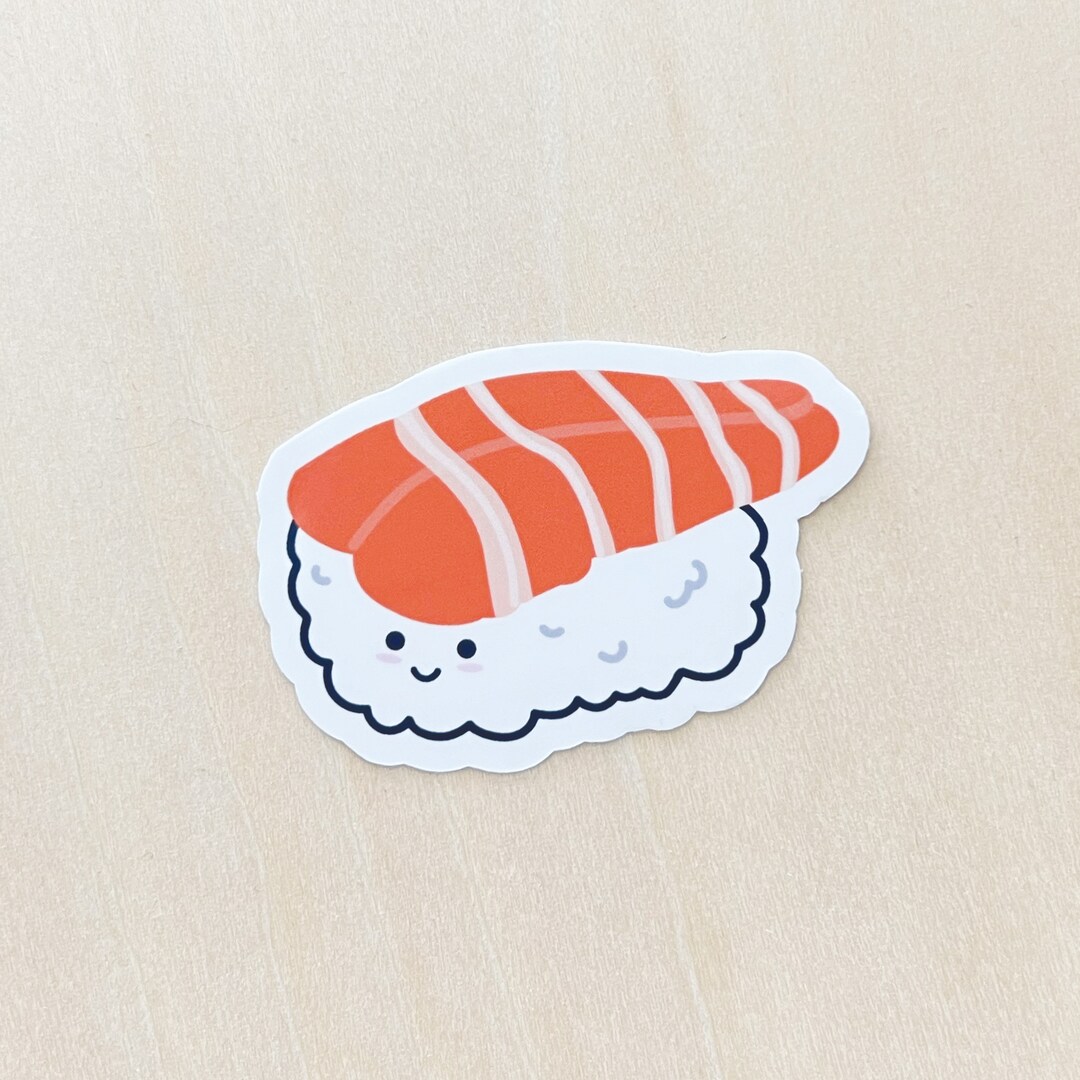 Sushi Roll Sticker - Shrimp Roll, Cute Sushi Sticker, Laminated ...