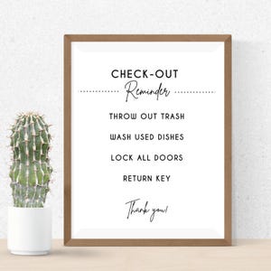 Airbnb Check Out Reminder Sign, Check-out Reminder, Airbnb Sign, Airbnb ...