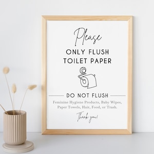Flush Only Toilet Paper, Do Not Flush Sign, Vacation Rental Printable ...