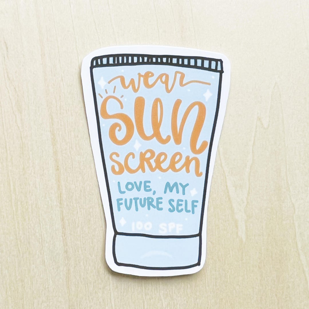 Wear Sunscreen Sticker Sarcastic Sticker Sticker for Water Bottle ...