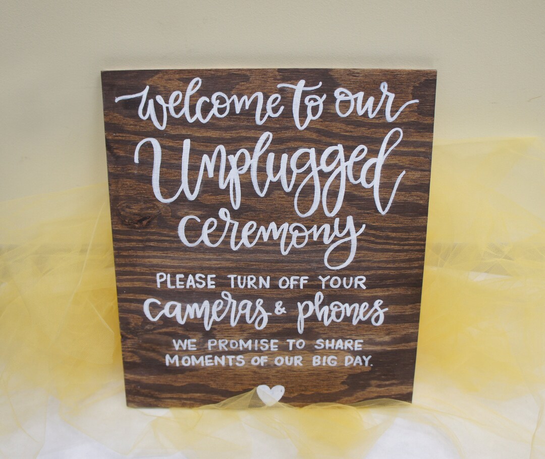 Unplugged Ceremony Wedding and Special Events - Hand Painted Wood Sign ...