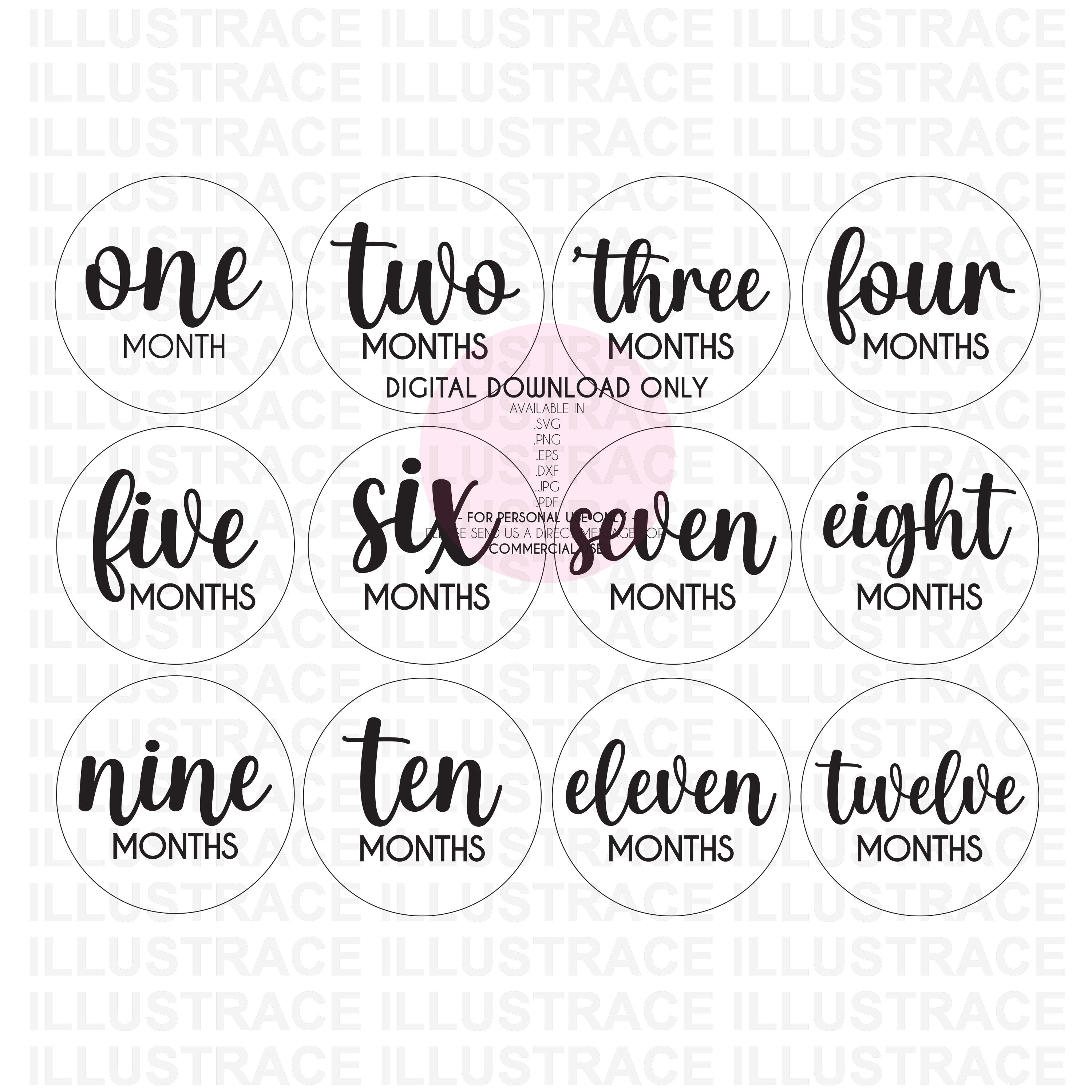 Baby Monthly Milestone SVG: 1-12 Months, Cricut, Silhouette (digital ...