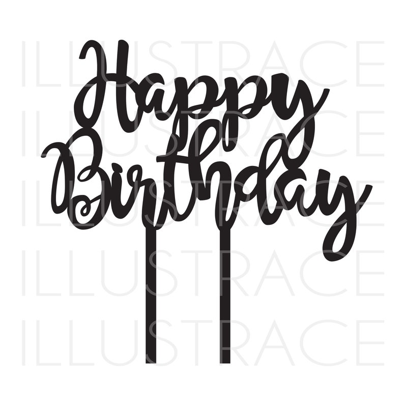 SVG File: Happy Birthday Cake Topper Shapes Decor Vector - Etsy