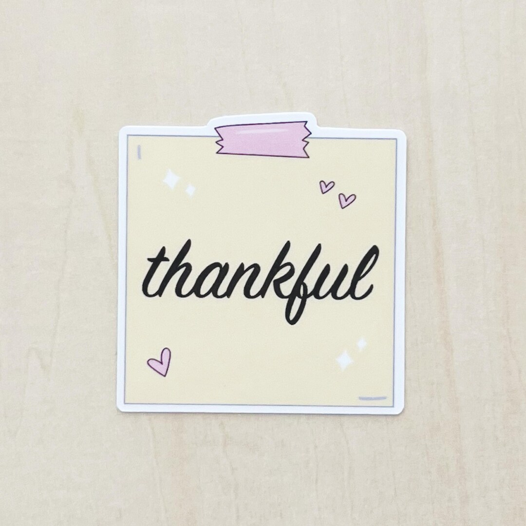 Thankful Sticky Note Sticker Waterproof Die-cut Sticker for Water ...